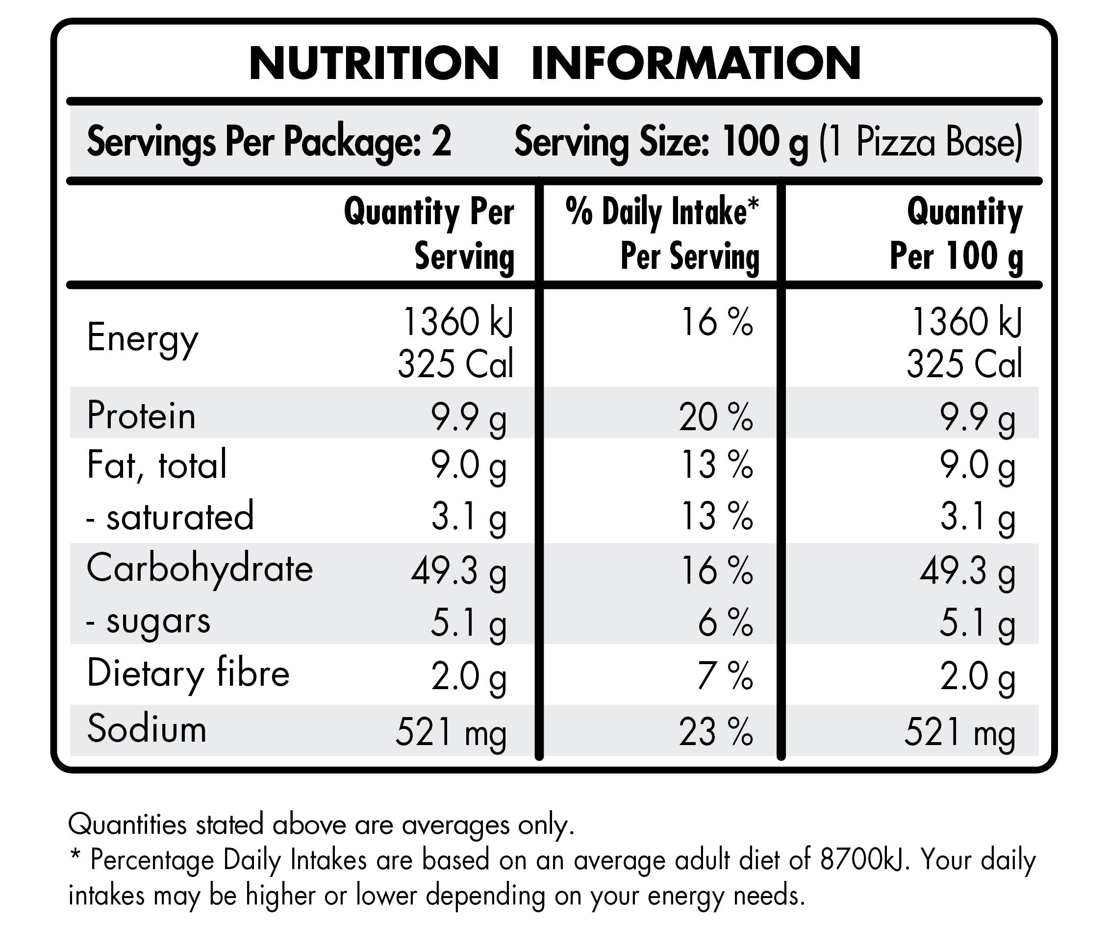 Mission Round Pizza Base Plain